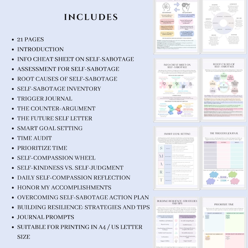 Self-sabotage Therapy Worksheets Acceptance and Commitment Therapy ...