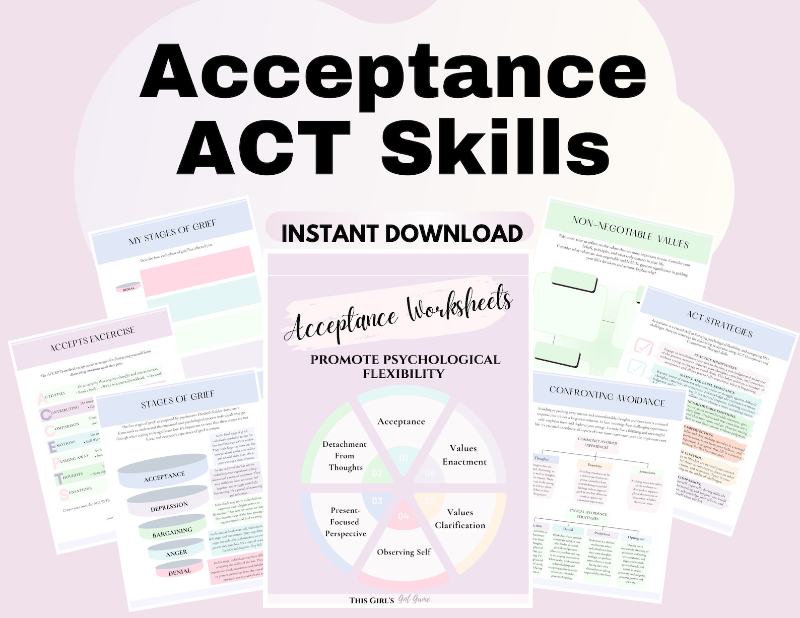 ACT Therapy Workbook Acceptance ACT Worksheets Resources Acceptance ...