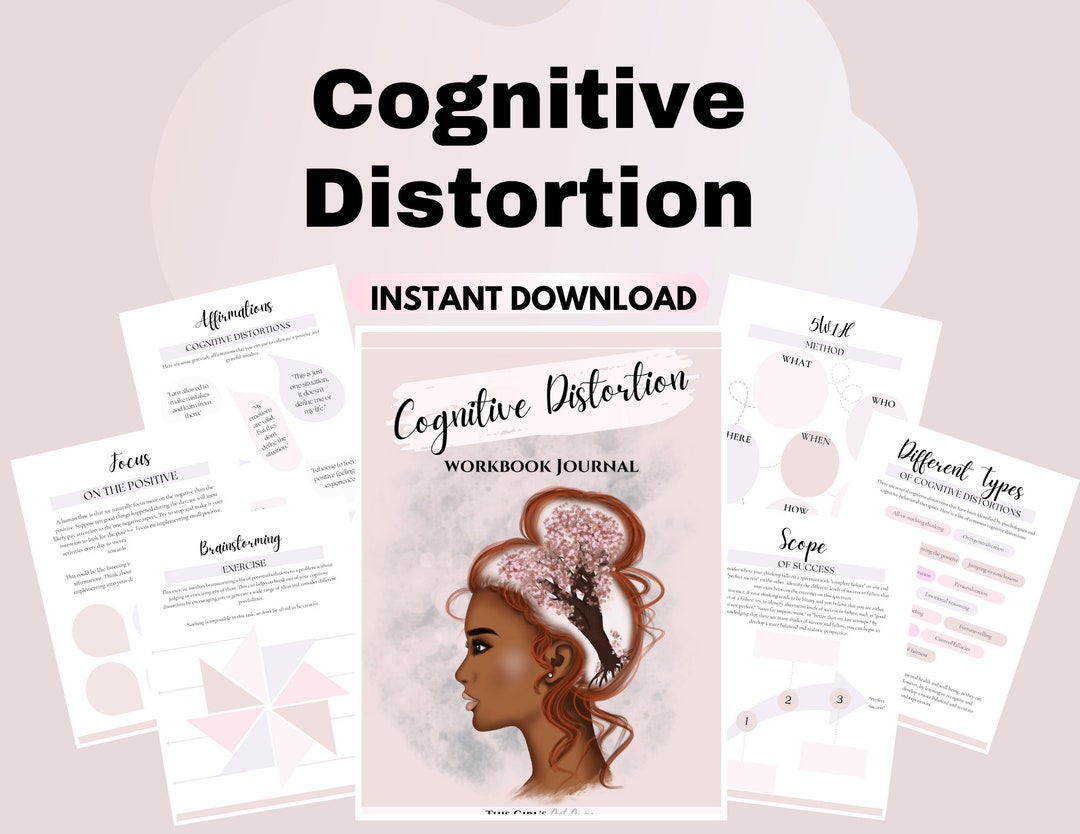 Cognitive Distortions Journal Self Esteem Worksheets Black and - Etsy