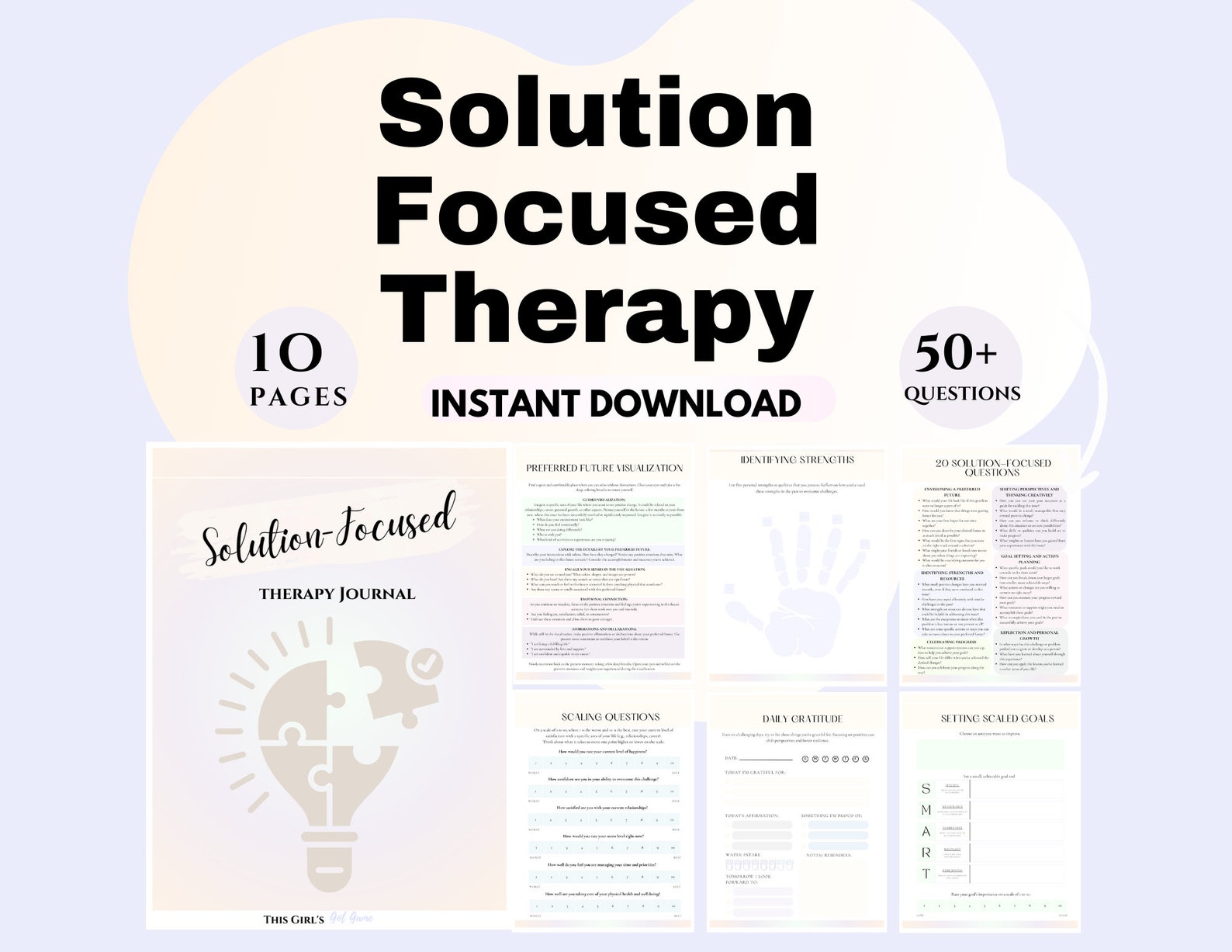 Solution-focused Printables SFBT Cheat Sheet Therapist Questions Client ...