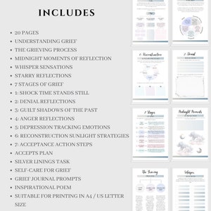 Grief and Healing Workbook Journal Grief and Loss Worksheets Grief Journal Printable Bereavement ...