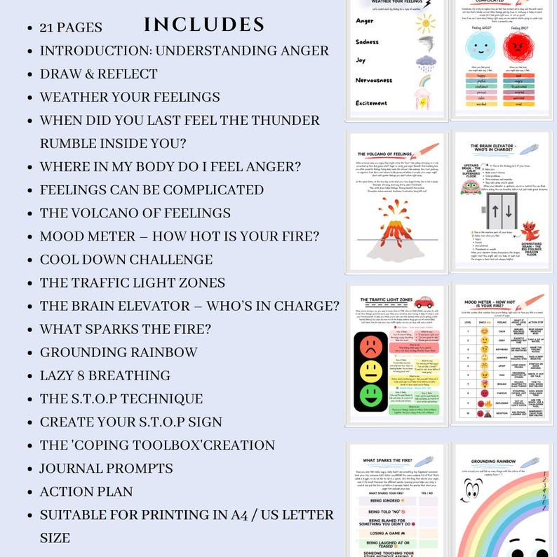 Anger Management Kids Worksheets Coping Skills for Children Therapy ...