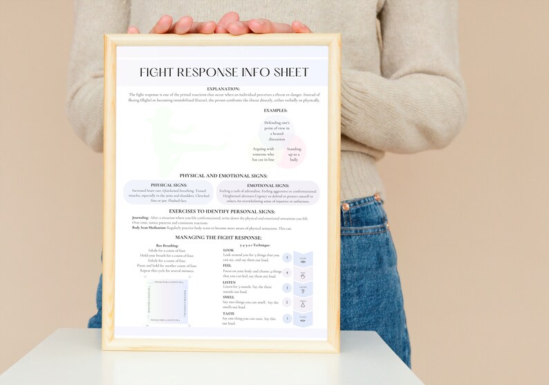 Fight Flight Freeze Workbook FFF Worksheets Self Awareness Journal ...