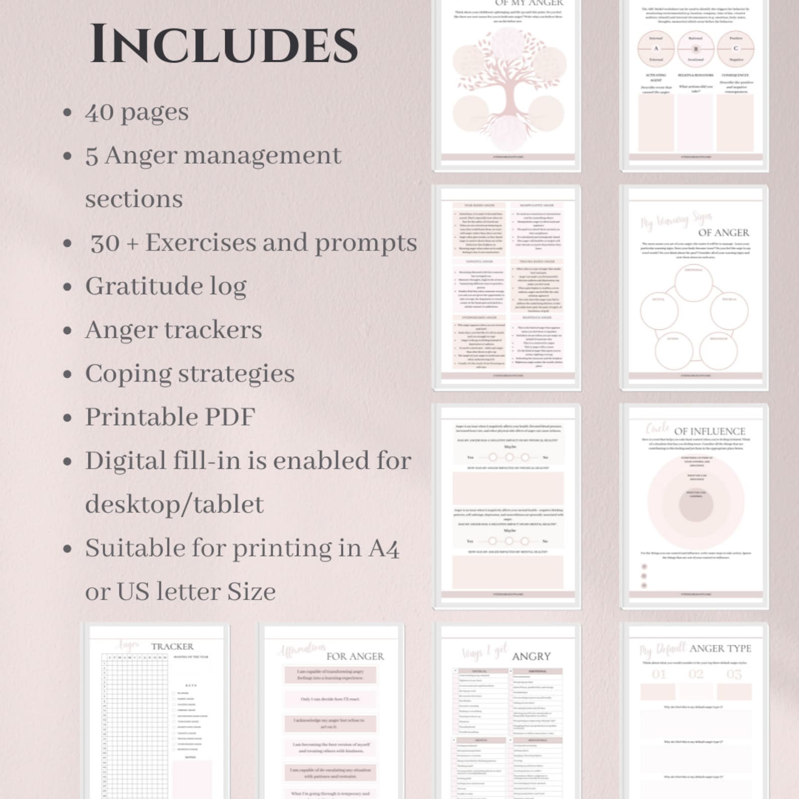 Anger Management Workbook Anger Worksheets CBT Anger Therapy Anger ...