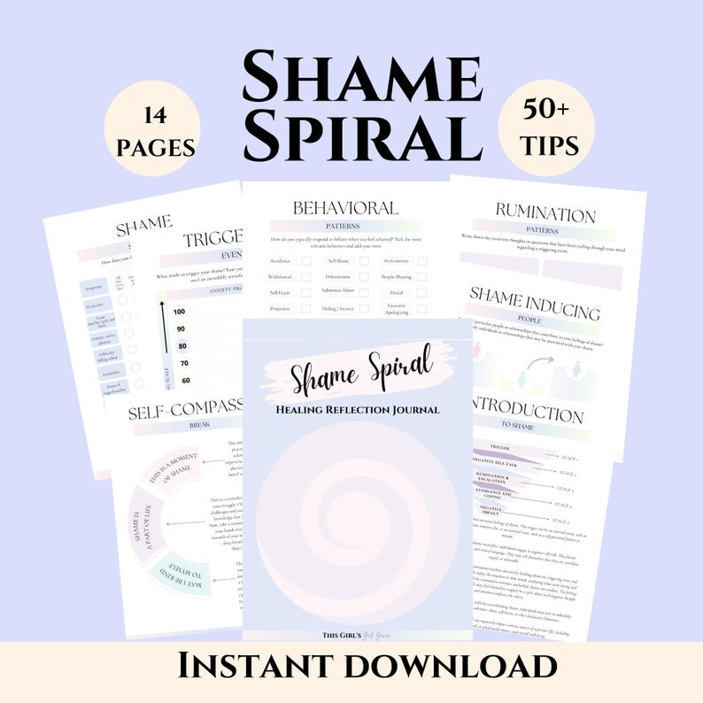 Shame Spiral Acceptance and Commitment Therapy Journal Emotional ...
