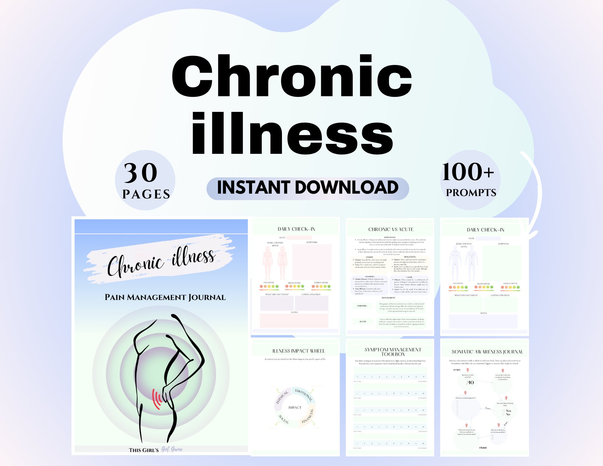 Chronic Illness Journal Pain Management Diary Illness Support Gifts ...