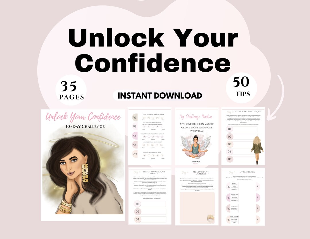 Unlock Your Confidence 10 - Day Workbook Journal Confidence Worksheets ...