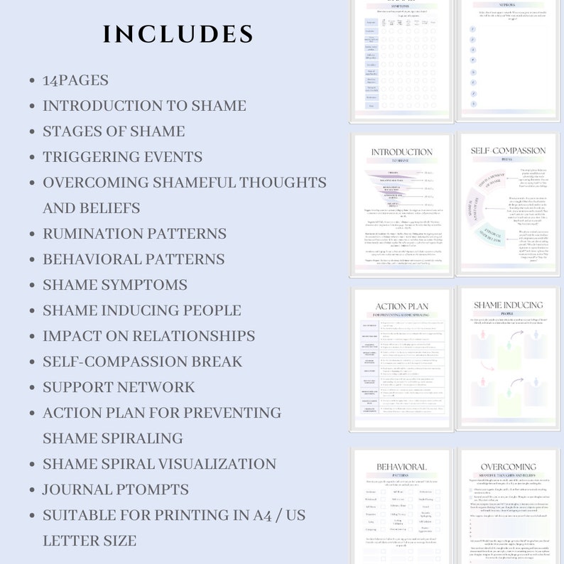 Shame Spiral Acceptance and Commitment Therapy Journal Emotional ...