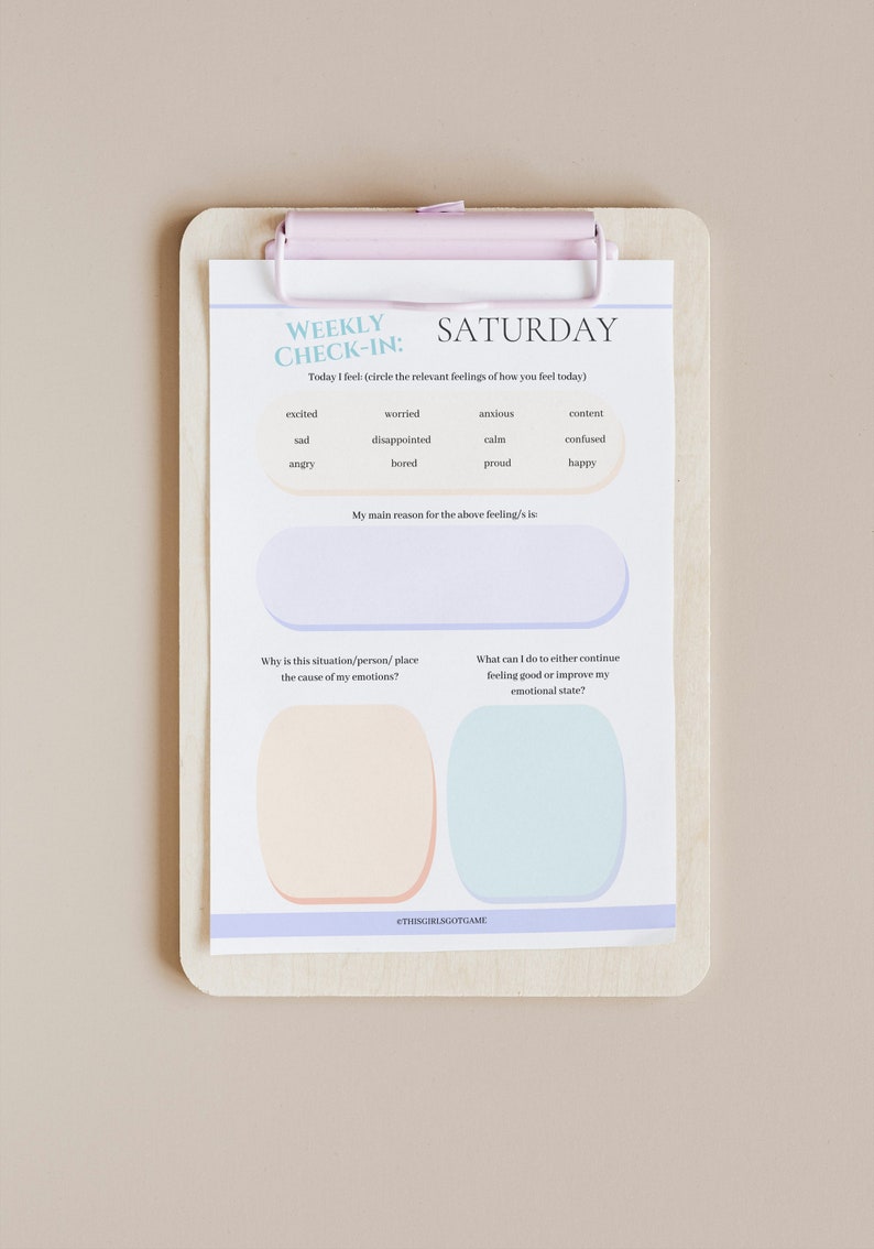 Weekly Check in for Teen Boys Printable Teen Mental Health Journal ...