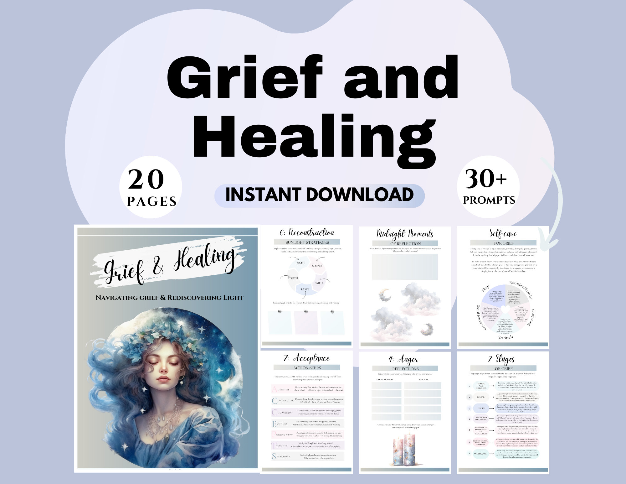 Grief and Healing Workbook Journal Grief and Loss Worksheets Grief ...