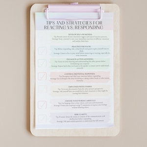 Reacting Vs Responding Communication Skills Worksheets for Therapists ...