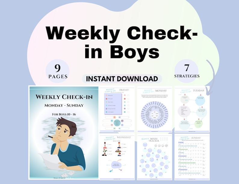 Weekly Check in for Teen Boys Printable Teen Mental Health Journal ...
