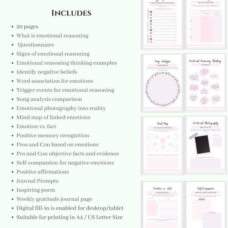 Emotional Healing Workbook Therapy Worksheets Cognitive Behavioral ...