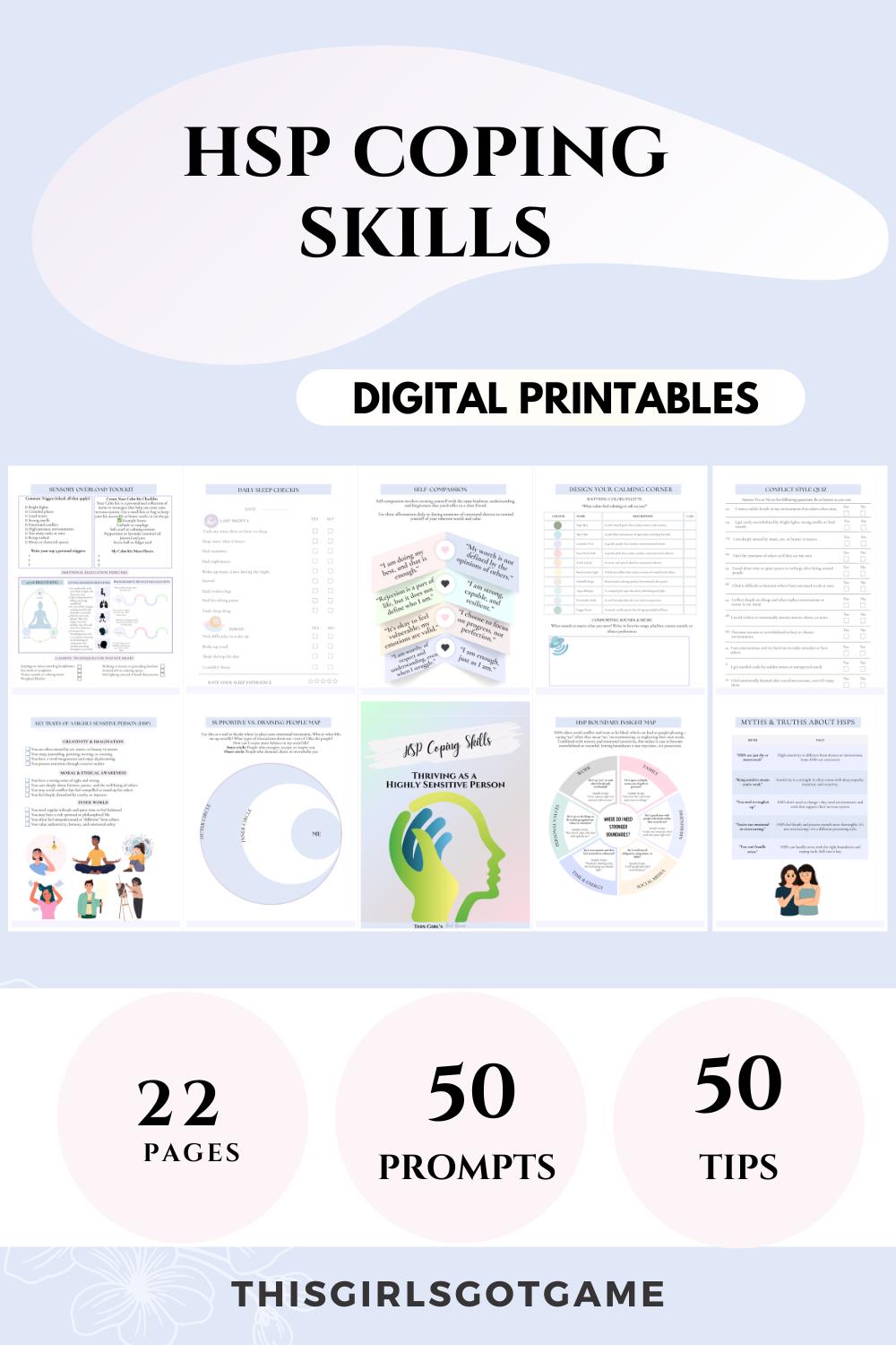 HSP Coping Skills Therapy Worksheets for Highly Sensitive People ...