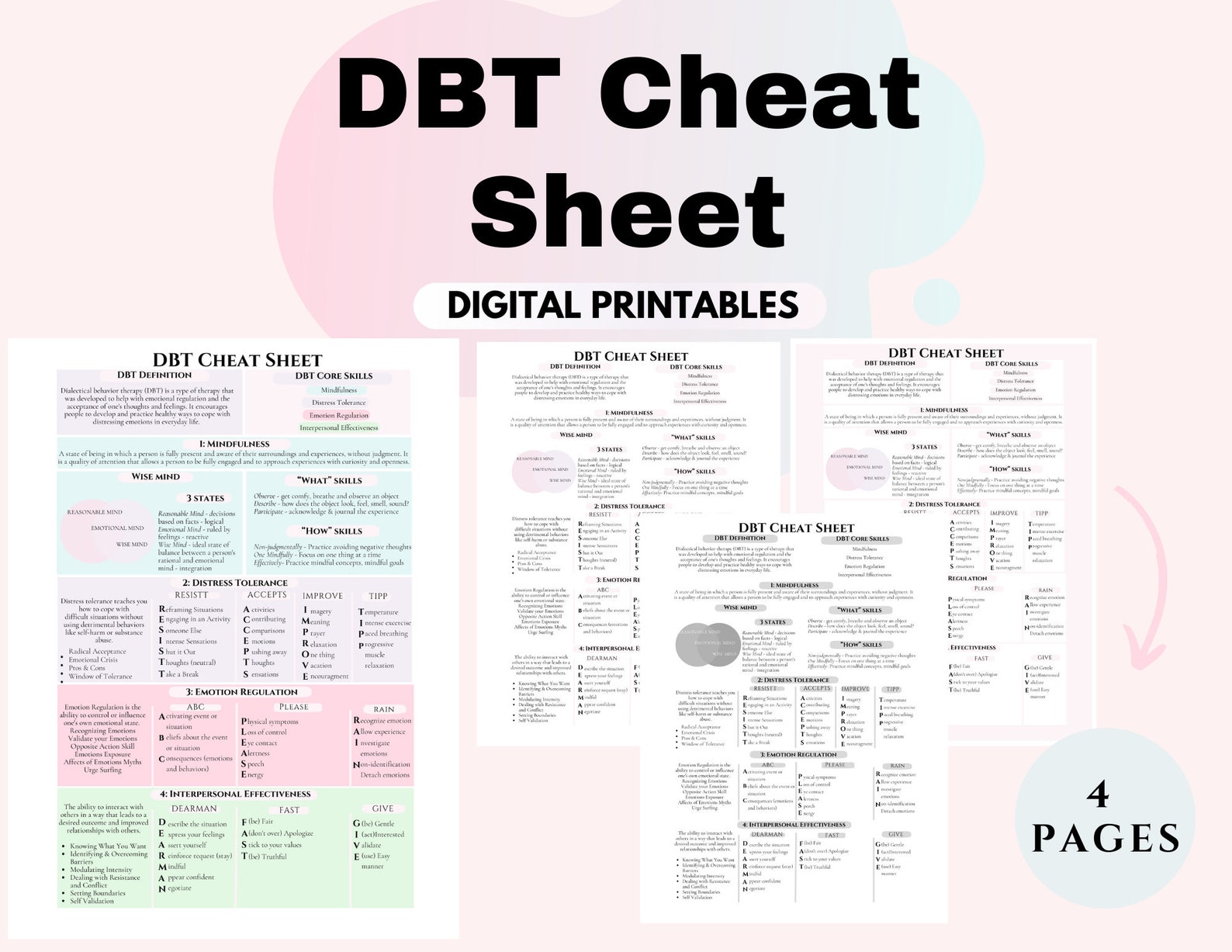DBT Cheat Sheet DBT Skills Dialectical Therapy Office Decor Therapy ...