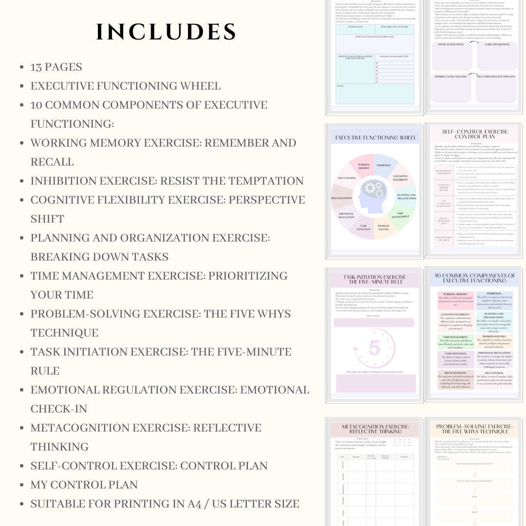 Executive Functioning Wheel Cognitive Skills ADHD Autism Coping Skills ...