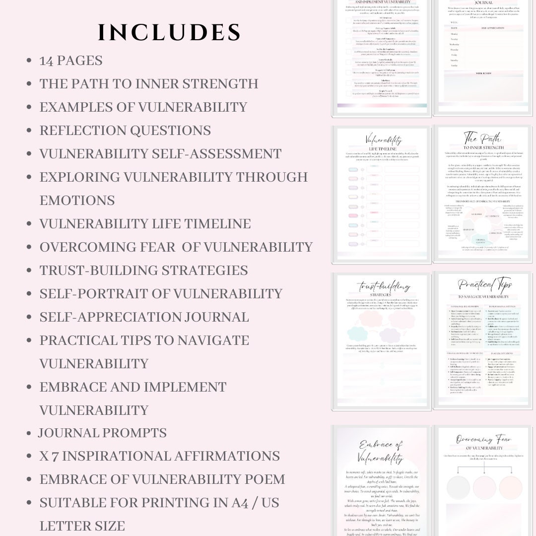 Embrace Vulnerability Planner Journaling Questions Personal Development ...