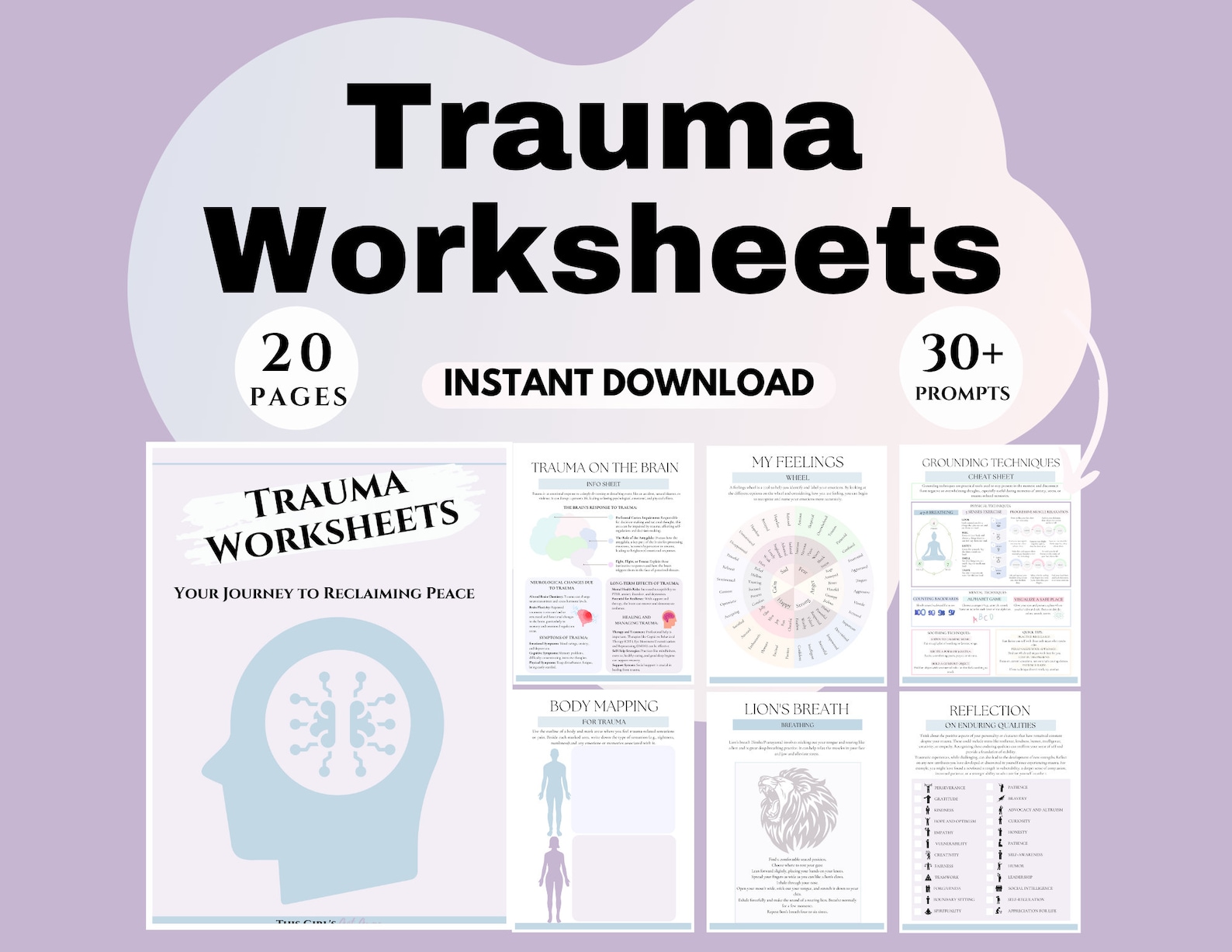 Trauma Worksheets Traumatic Growth Trauma Therapy PTSD Treatment ...