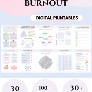 Burnout Kit Stress Relief Printables Burnout Workbook Stress Management ...