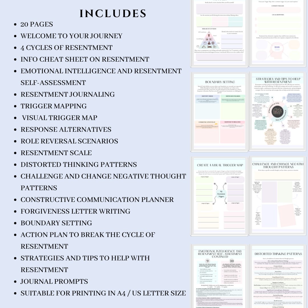 Resentment Cycle Therapy Worksheets Conflict Resolution Workbook Family ...