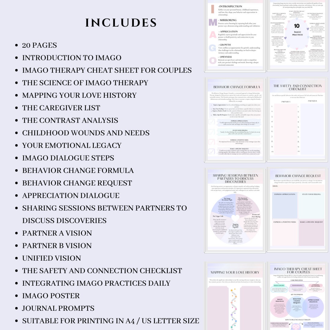 Imago Relationship Therapy Worksheets Conflict Resolution Printables ...