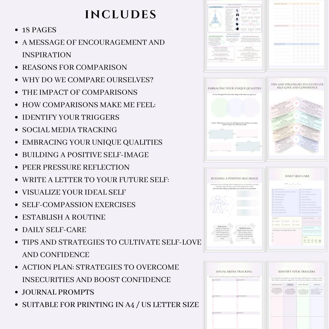 Teen Self-love Worksheets Comparison Teen Identity Journal Therapist ...
