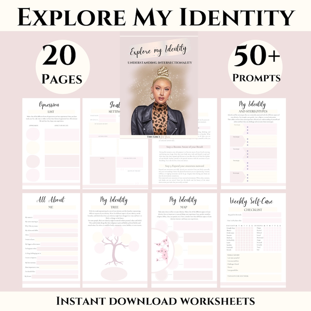 Identity Journal Personal Identity Worksheets Self Expression Digital ...