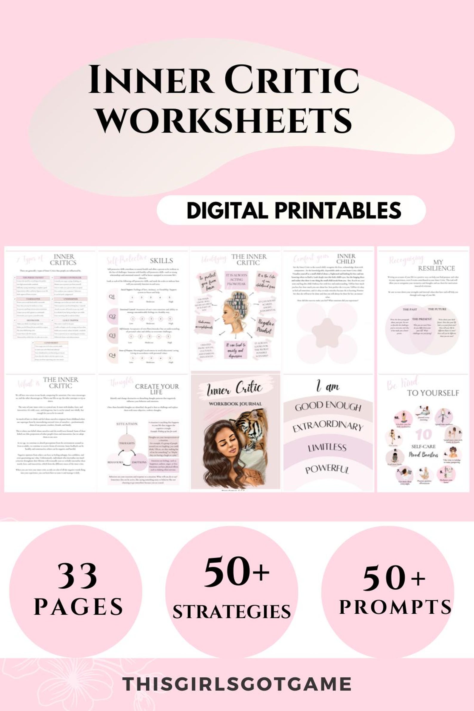 Inner Critic Workbook Negative Self-talk Self Help Worksheets Self ...