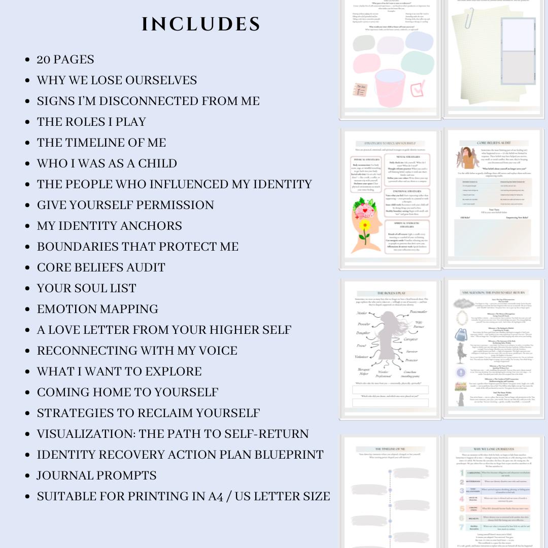 Identity Recovery Therapy Worksheets Trauma Healing Journal Inner Child ...