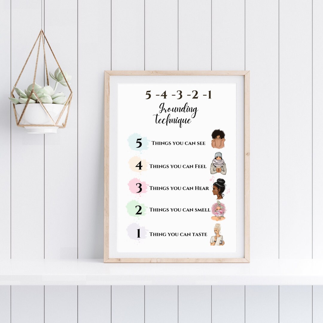 Grounding Technique Poster Anxiety Poster Coping Skills Poster Mental ...