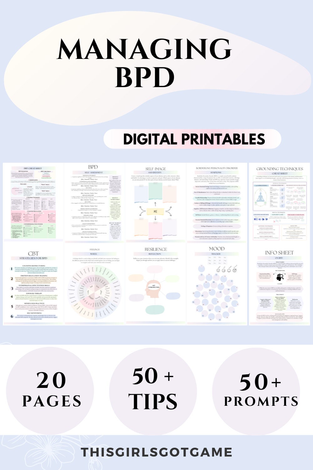 Borderline Personality Disorder Therapy Worksheets BPD Journal Coping ...