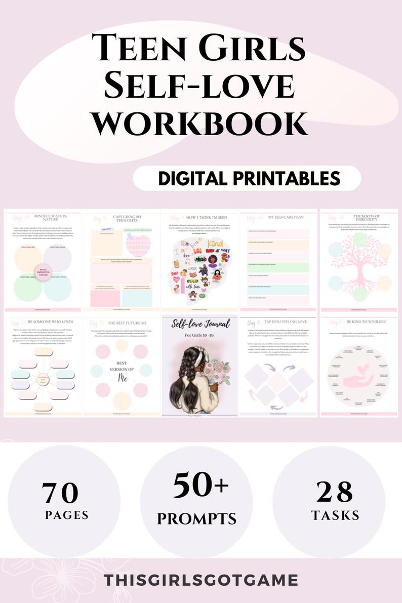 Self Love Workbook Girls Worksheet Therapy Teen Girls Self Worth ...