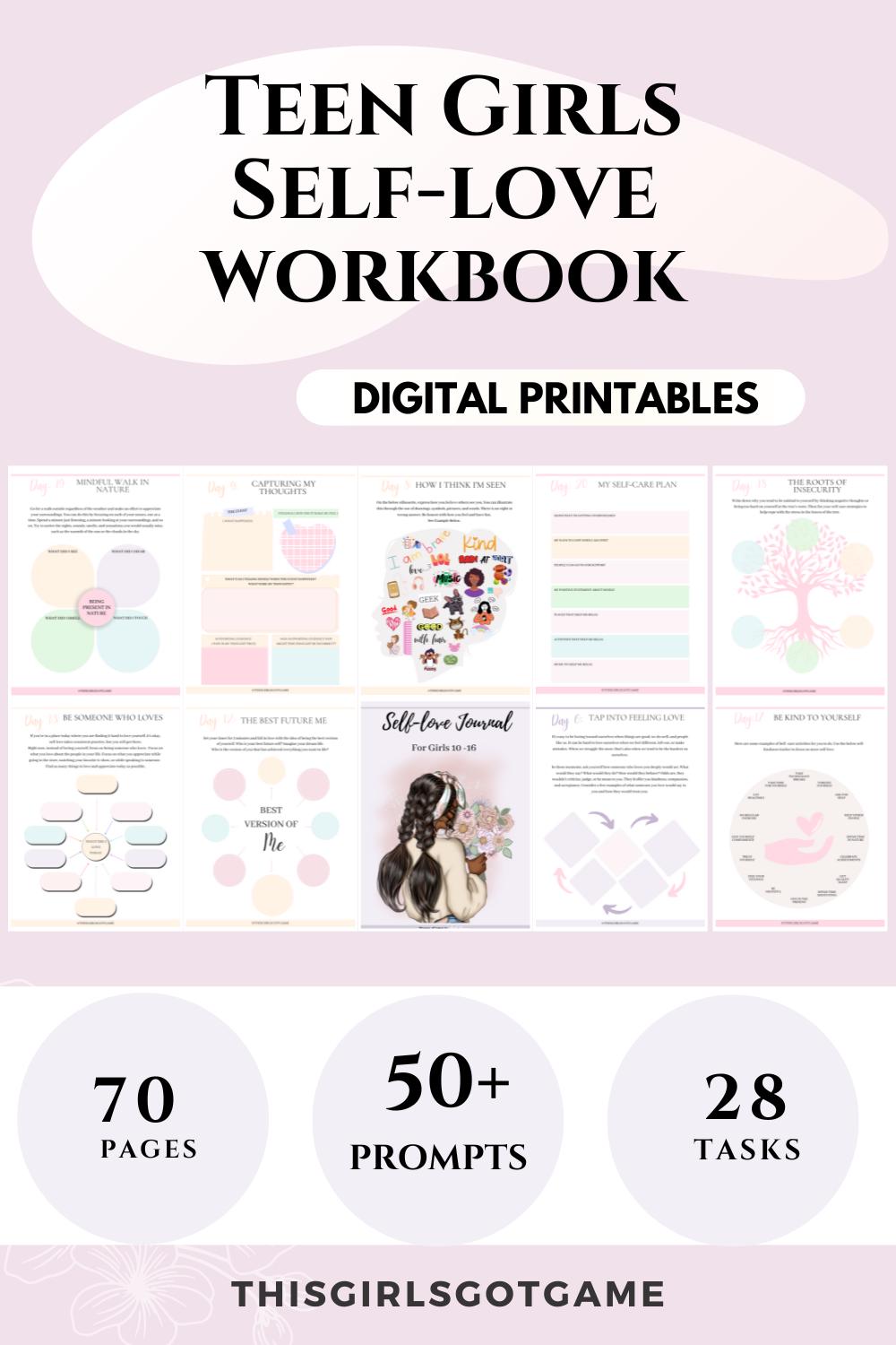 Self Love Workbook Girls Worksheet Therapy Teen Girls Self Worth ...