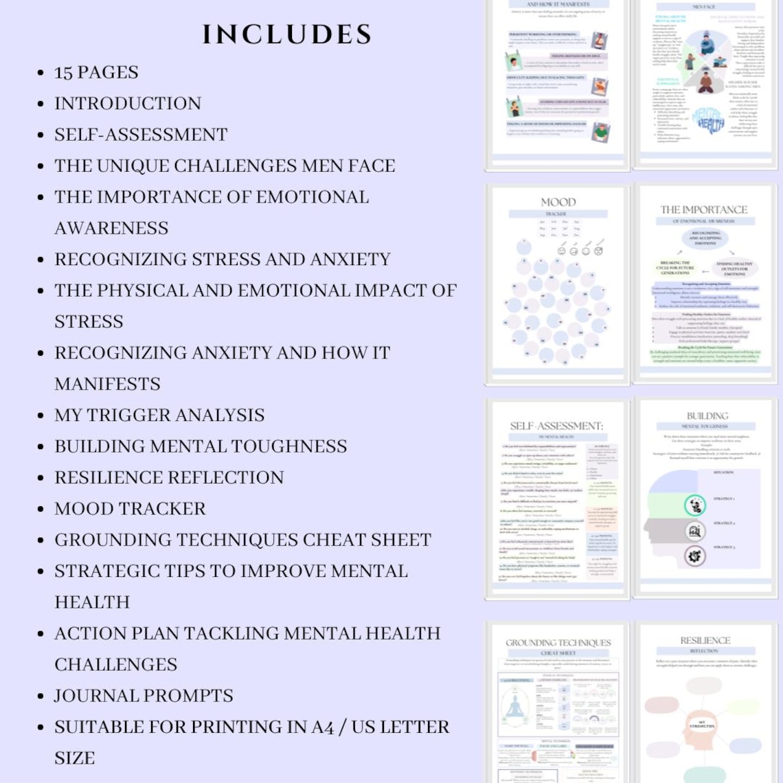 Men's Mental Health Worksheets Therapy Aid Mindfulness Exercises CBT ...