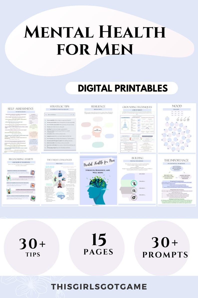 Men's Mental Health Worksheets Therapy Aid Mindfulness Exercises CBT ...