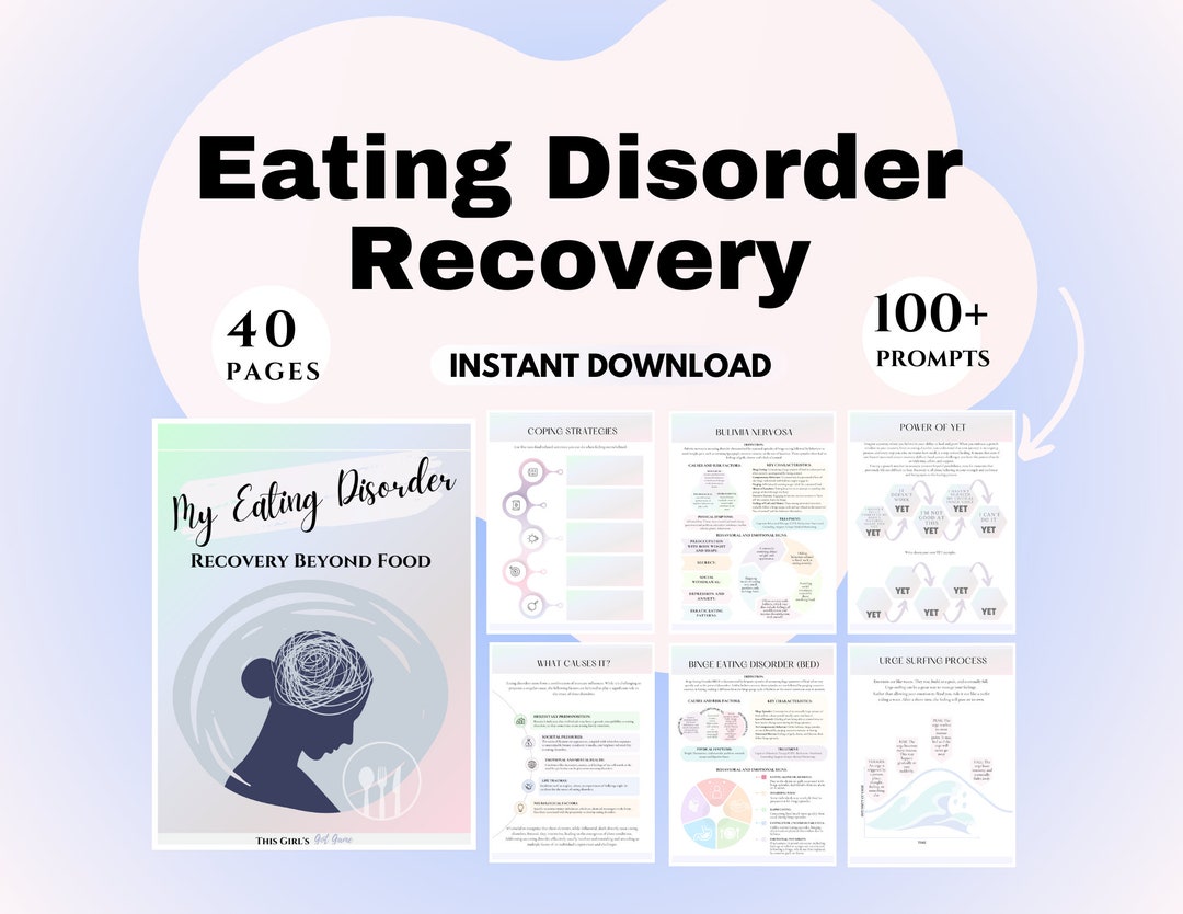 Eating Disorder Recovery Workbook Journal ED Therapy Worksheets Body ...