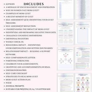 Mom Guilt Worksheets Shame Coping Skills Self-esteem Journal Emotional ...