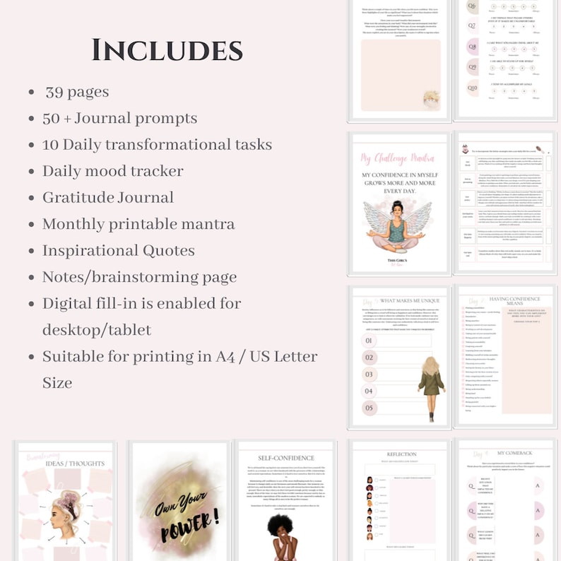 Unlock Your Confidence 10 - Day Workbook Journal Confidence Worksheets ...