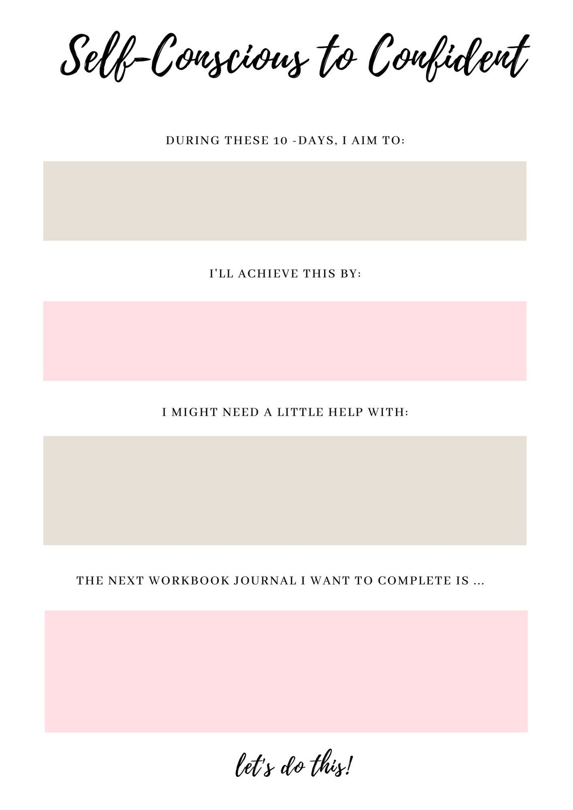 Unlock Your Confidence 10 Day Workbook Journal / Self Help / | Etsy