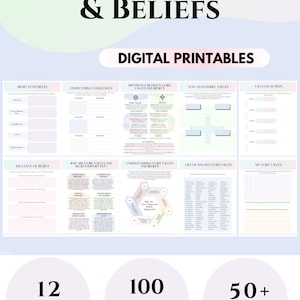 Core Beliefs and Values Worksheets CBT Workbook Values Exploration ...