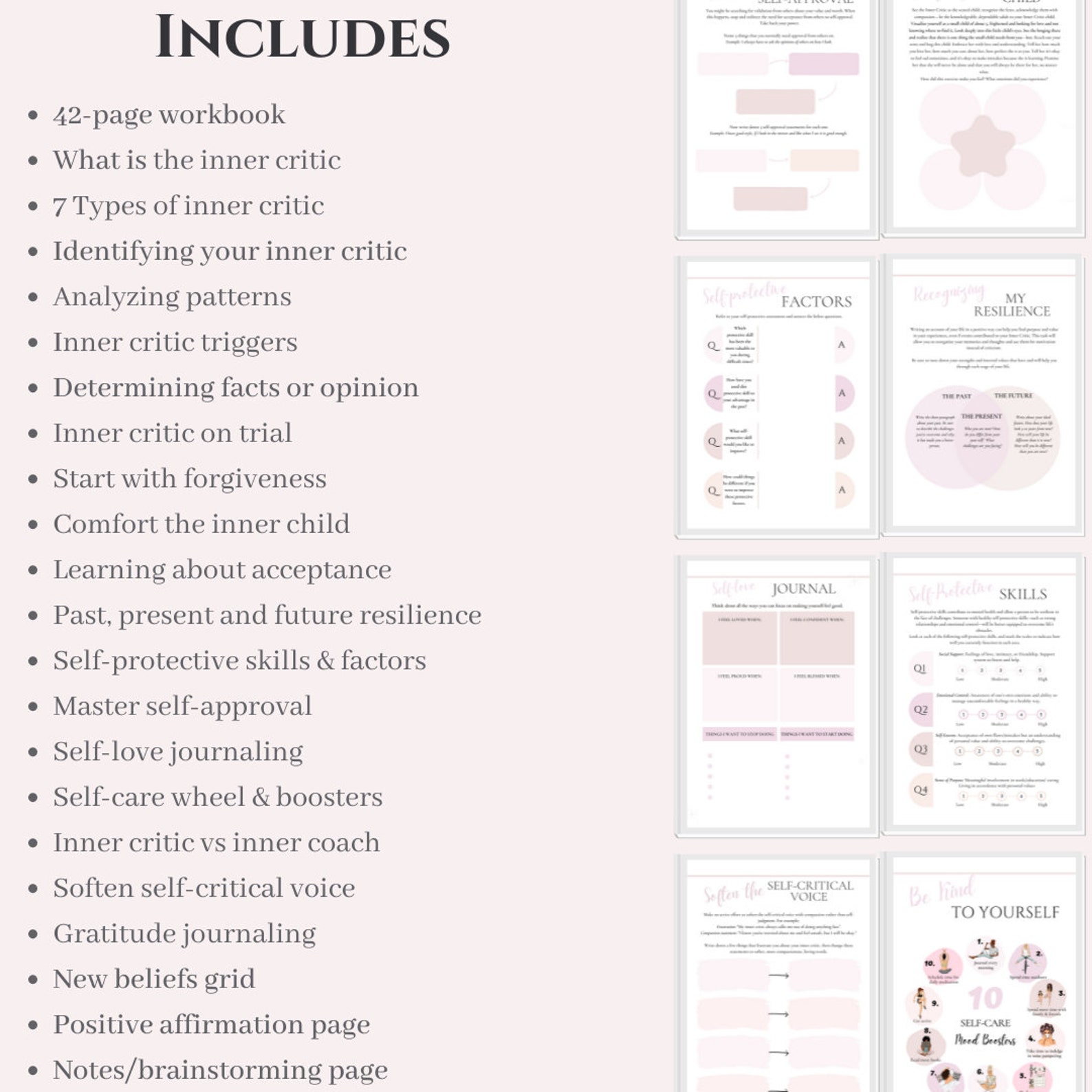 Inner Critic Workbook Negative Self-talk Self Help Worksheets - Etsy UK