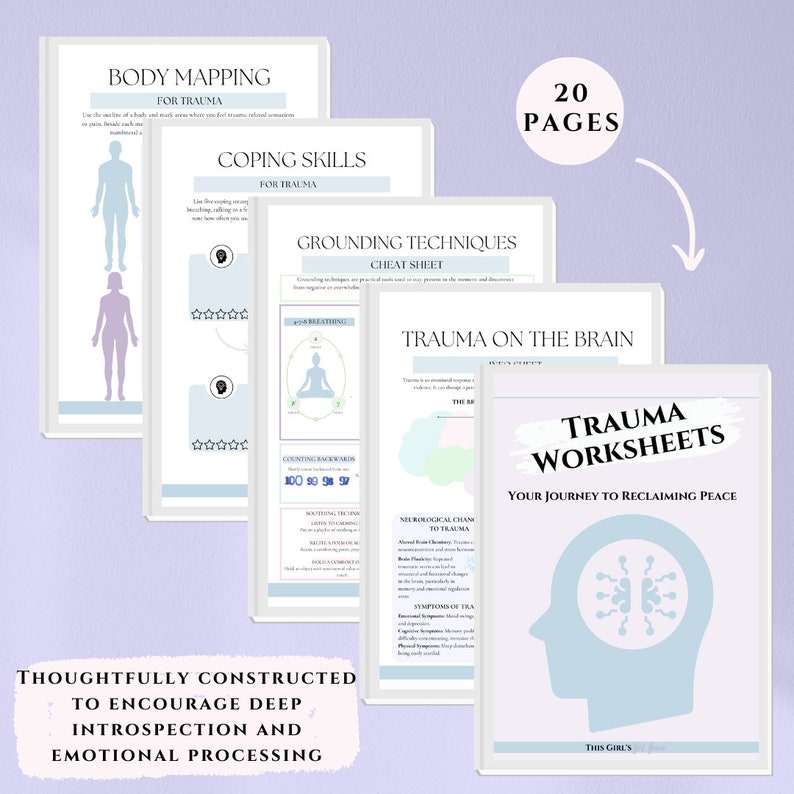 Healing Trauma Therapy Worksheets PTSD Treatment Body Mapping Trauma ...