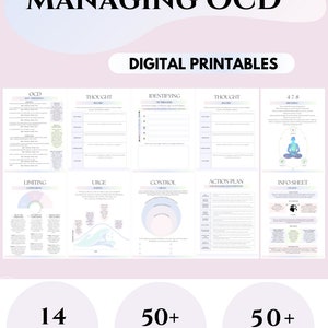 OCD Therapy Worksheets Anxiety Coping Skills Exercises CBT Workbook ERP Self-help Strategies ...