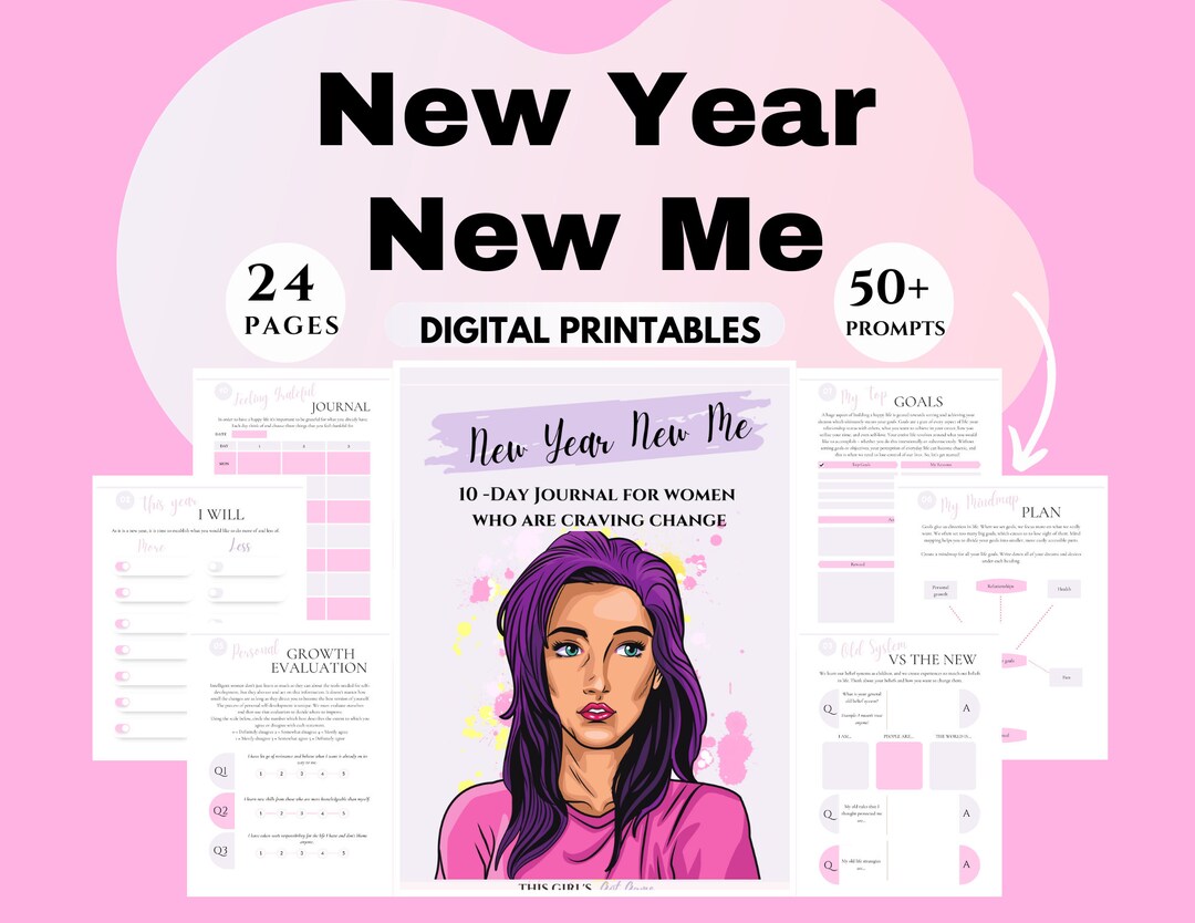 New Year Bullet Journal Self-help Worksheets Confidence Printables BUJO ...