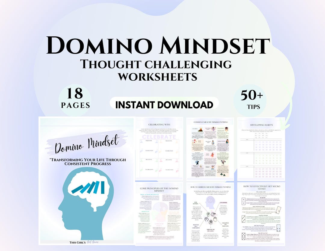 Thought Challenging Therapy Worksheets Positive Mindset Therapist Tools ...