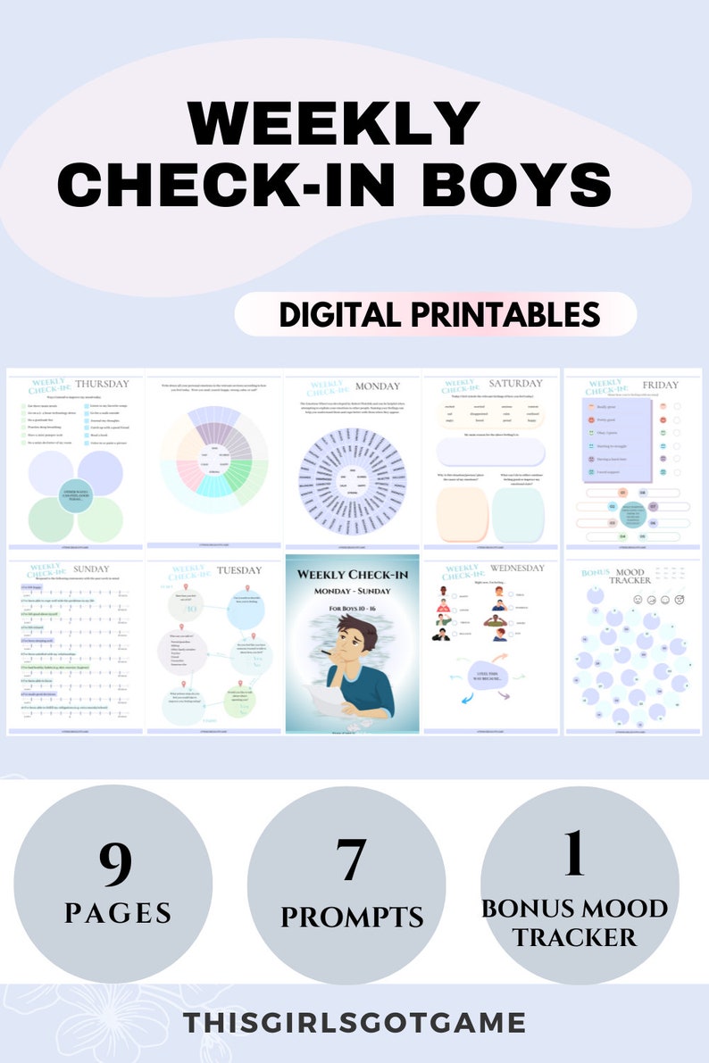Weekly Check in for Teen Boys Printable Teen Mental Health Journal ...
