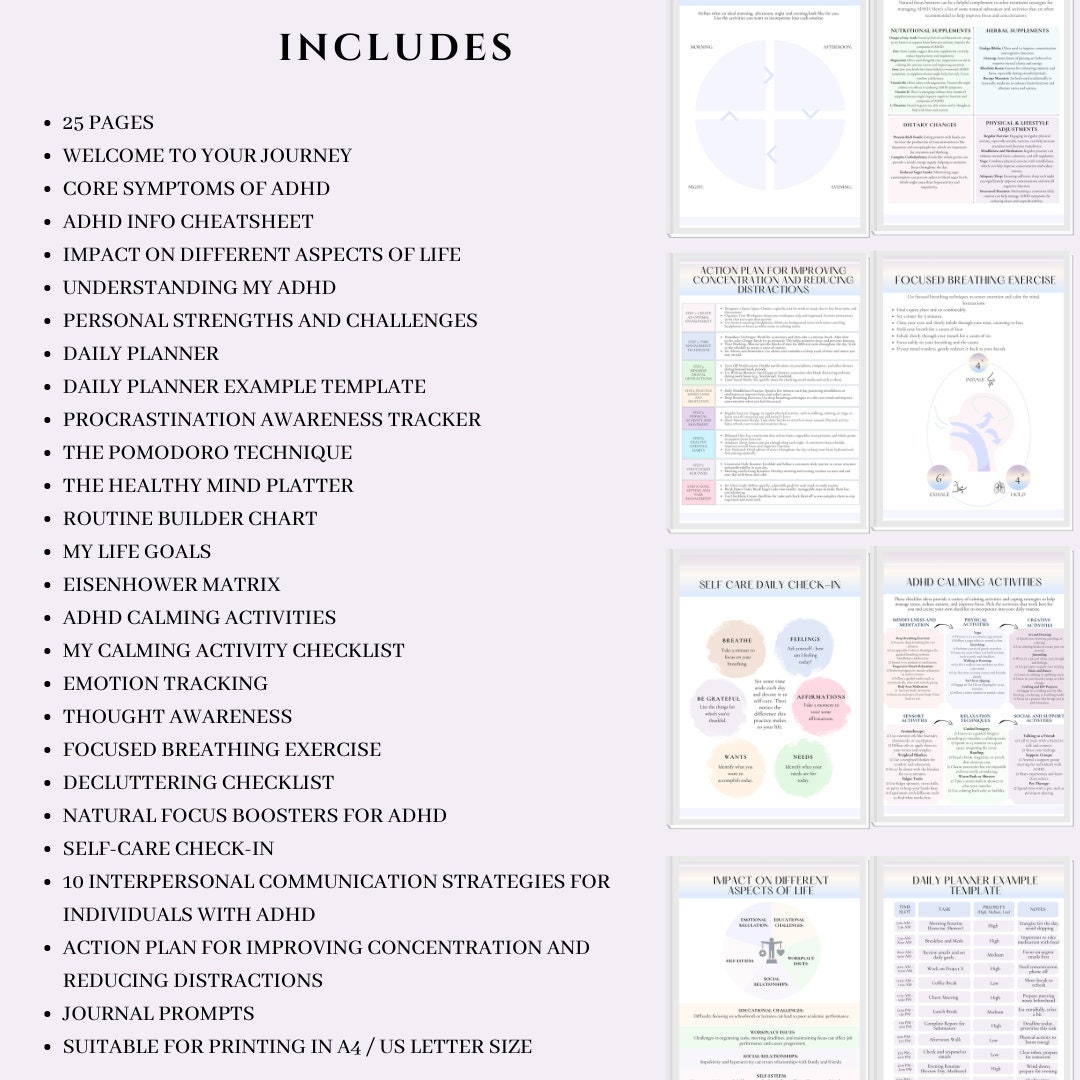 ADHD Therapy Workbook ADHD Worksheets Coping Strategies Stress ...