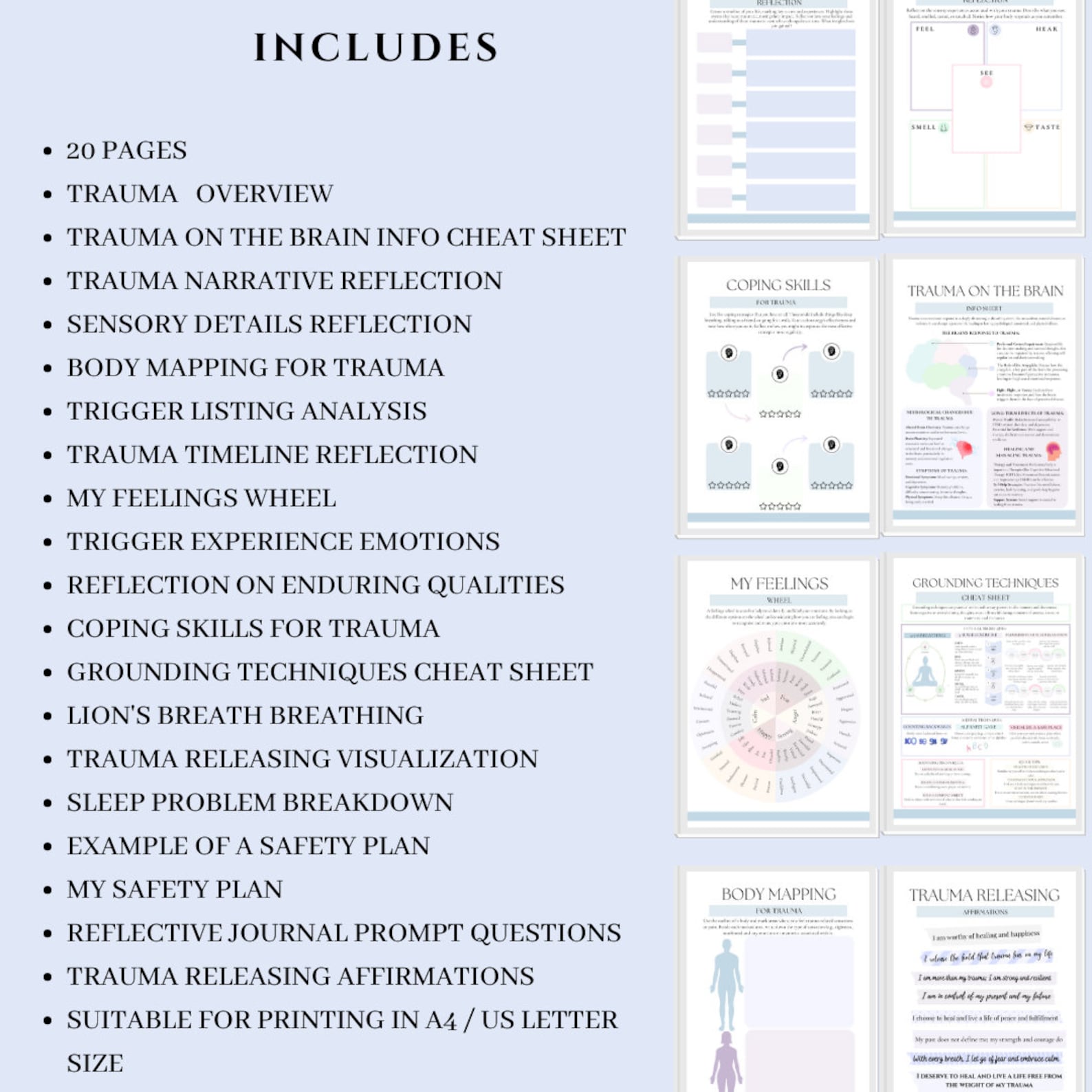 Trauma Worksheets Traumatic Growth Trauma Therapy PTSD Treatment ...