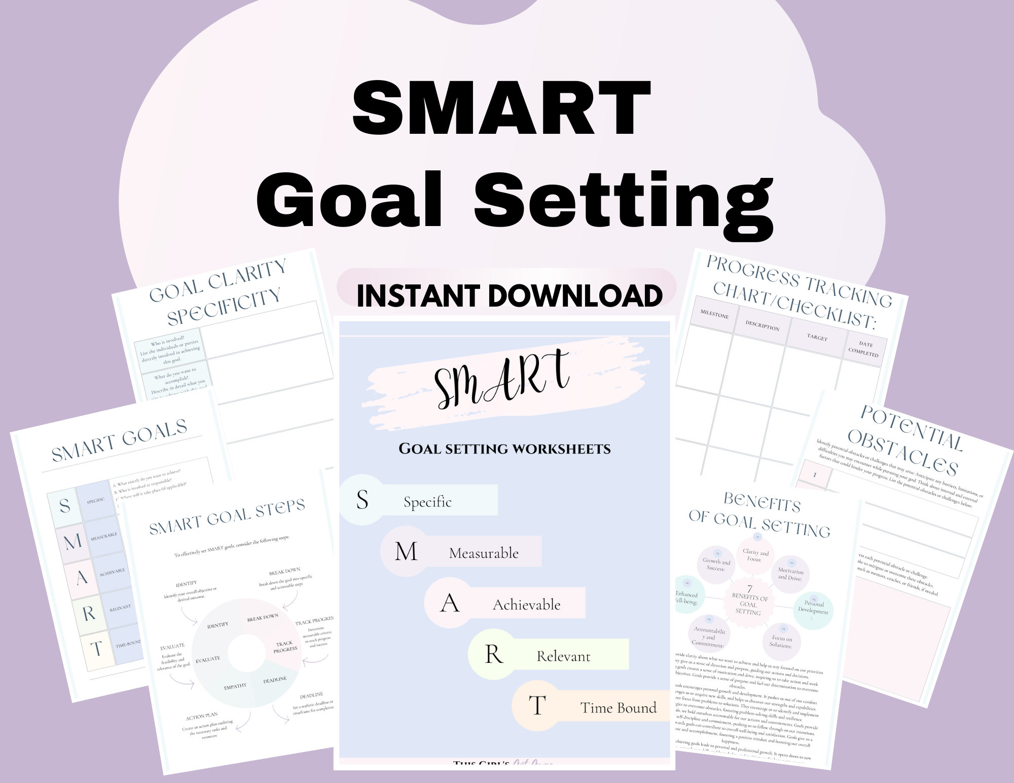 SMART Goal Setting Worksheets Goal Planner Smart Goals Goal Journal ...