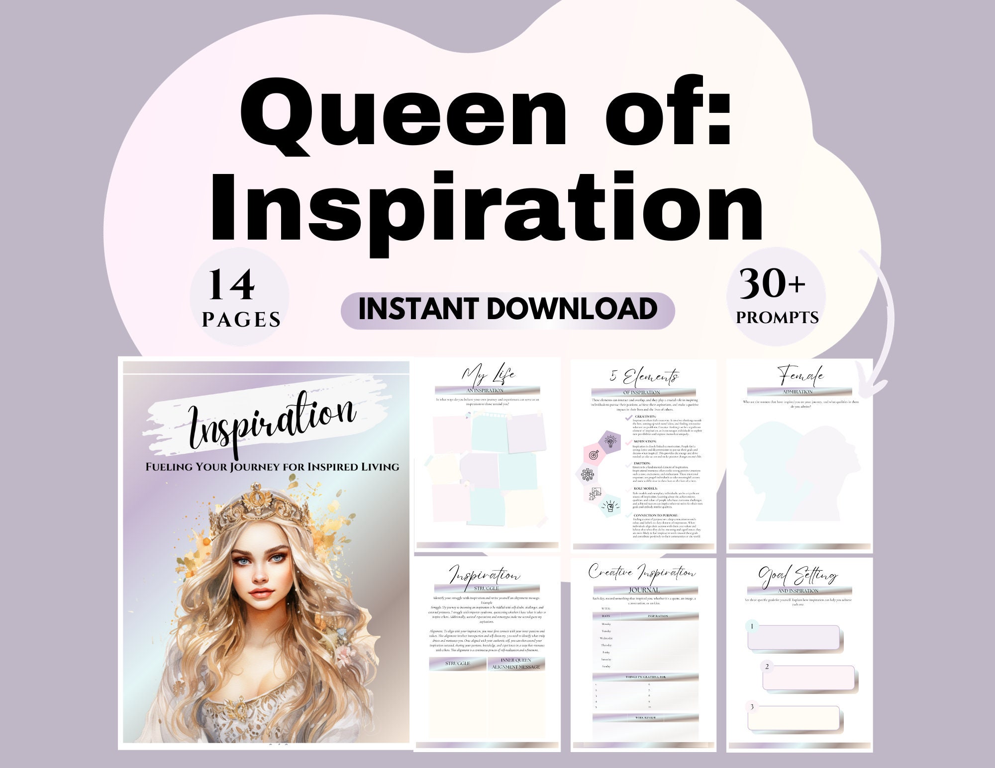 Inspiration Planner Self motivation Worksheets Printable Guided Journal ...